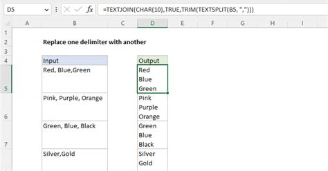 Replace One Delimiter With Another Excel Formula Exceljet