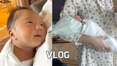 Vlog 조리원 퇴소 후 신생아 돌보는 현실 육아 일상 생후 한 달 아기 생존신고합니다 Youtube