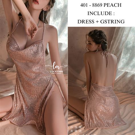 Jual Luckymm Sexy Lingerie Dress Glitter Baju Sexy Nightgown Wanita Shopee Indonesia