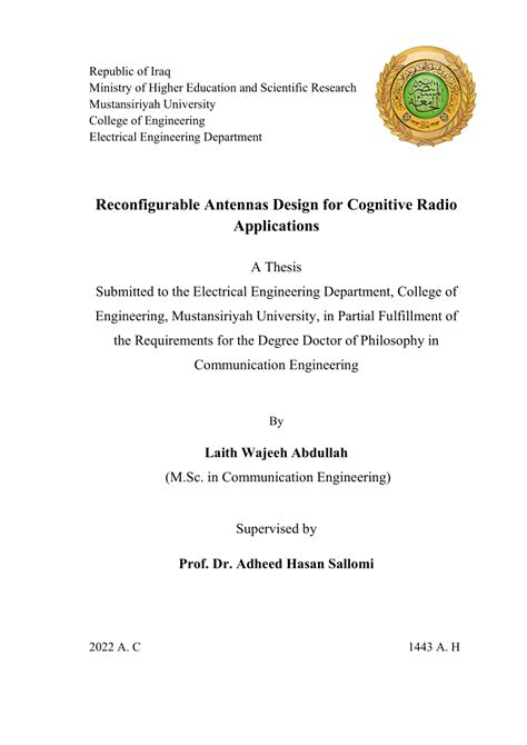 Pdf Reconfigurable Antennas Design For Cognitive Radio Applications