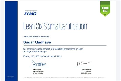 Sagar Gadhave On Linkedin Certification Sixsigmagreenbelt