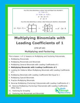 Alg Multiplying And Factoring Lesson Multiplying Binomials