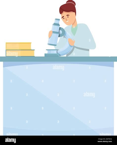 Woman Lab Microscope Icon Cartoon Vector Medical Laboratory Science