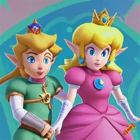 Cosplay Of Princess Peach And Link Together