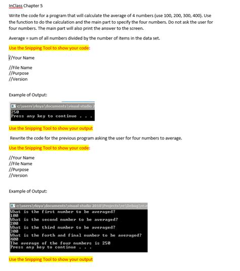 solved inclass chapter 5 write the code for a program that