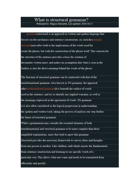 Structural Grammar Pdf Semantics Grammar
