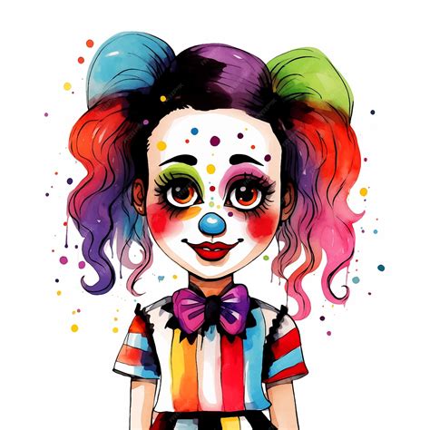 La Pinta De Acuarela De La Chica Payaso Vector Premium