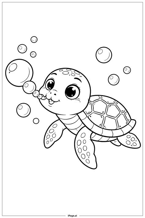 Turtle With Bubbles Coloring Page Free Pdfandpng Printable