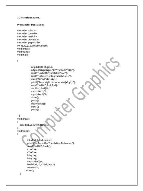3d Transformation Program Pdf Computer Programming Computer Standards