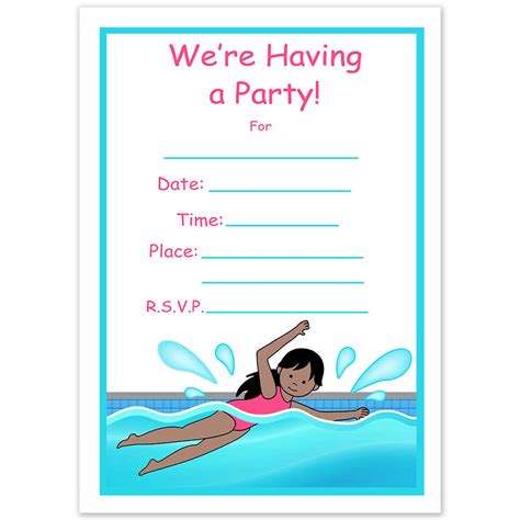 Girls Pool Party Printable Invitation Fill In Blank Invite