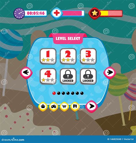 Game Ui Menu Application Mobile App Stock Vector Illustration Of Candy Online 146825048