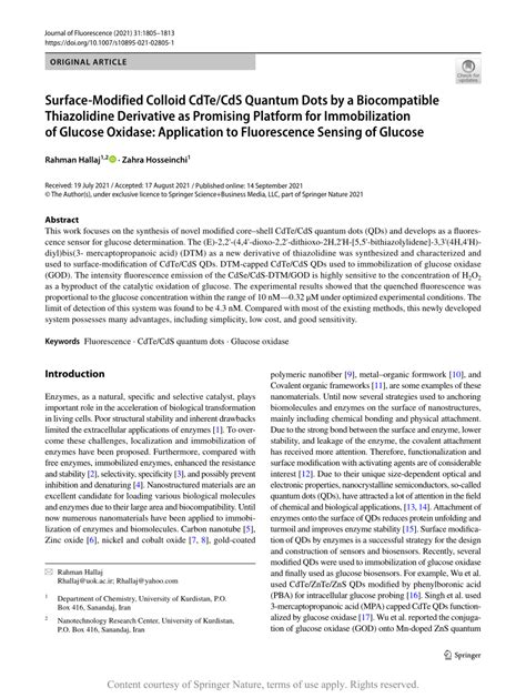 surface modified colloid cdte cds quantum dots by a biocompatible