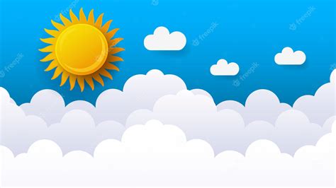 Ilustración Del Cielo Con Nubes Y Sol Vector Premium