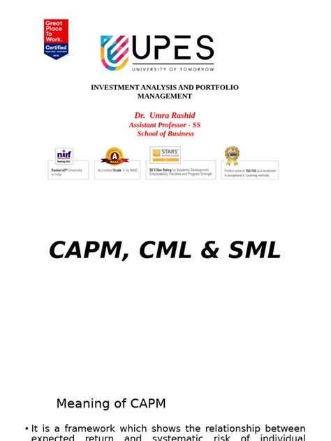 Unit 5 Capm Cml And Sml Pdf Capital Asset Pricing Model Investing