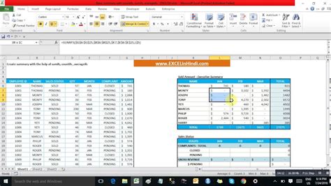 English Ver Sumifs Countifs Averageifs Summary Without Pivot