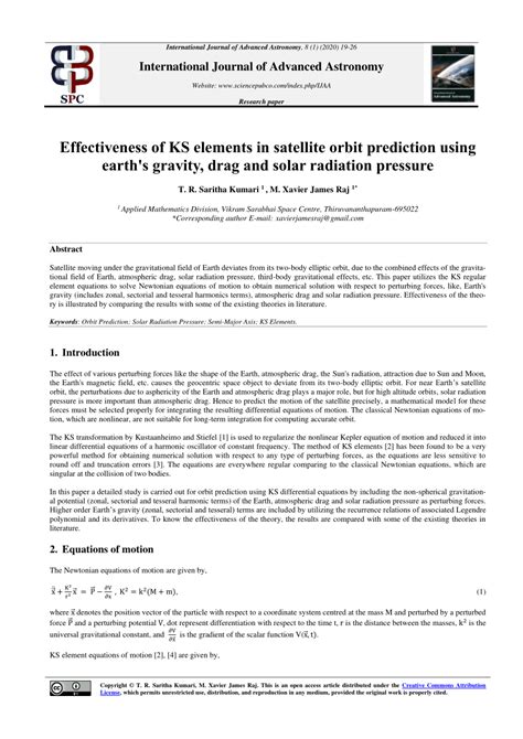 Pdf Effectiveness Of Ks Elements In Satellite Orbit Prediction Using