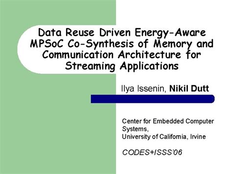 Data Reuse Driven Energyaware Mpso C Cosynthesis Of