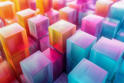 Premium Photo Minimalist Isometric Design Featuring Floating Cubes In A Gradient Of Colors