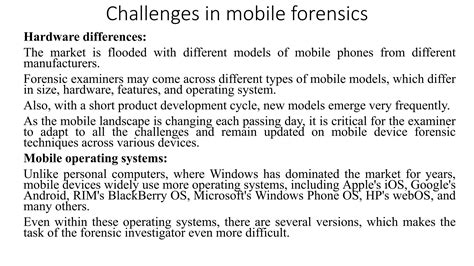 Mobile Forensics Challenges And Extraction Process Ppt