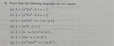 solved prove that the following languages are not