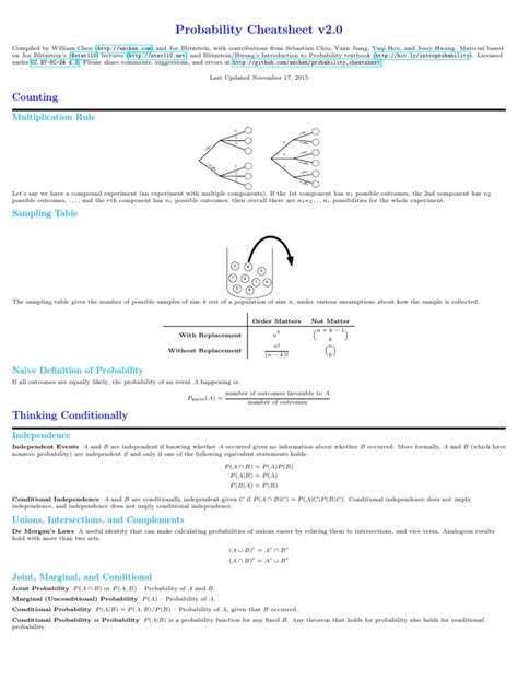Probability Cheatsheet Pdf Covariance Normal Distribution