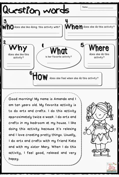 Who What When Where Why Worksheet Printable