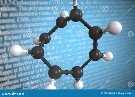 Cyclooctatetraene Scientific Molecular Model 3d Rendering Stock