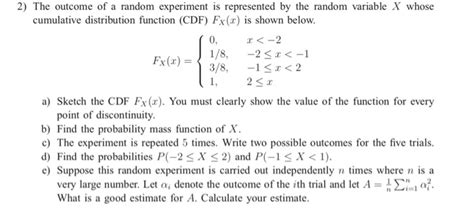 solved 2 the outcome of a random experiment is represented