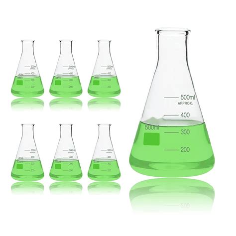 Lab Glassware Chemistry 500ml Graduated Erlenmeyer Flask Wide Neck