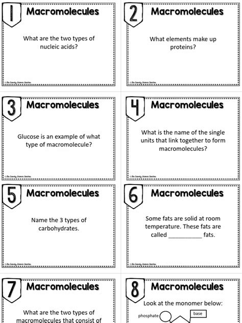 Macromolecule Task Cards Pdf Macromolecules Lipid