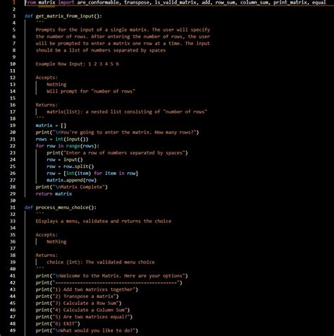 Solved Solved In Python Please In Mathematics A Matrix Chegg