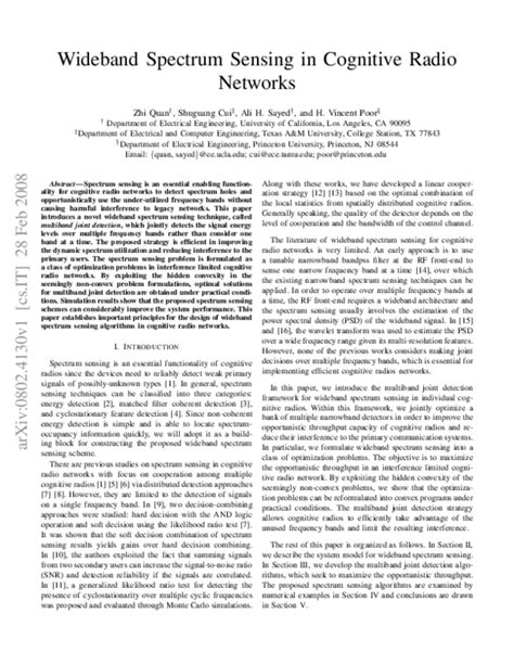 Pdf Wideband Spectrum Sensing In Cognitive Radio Networks