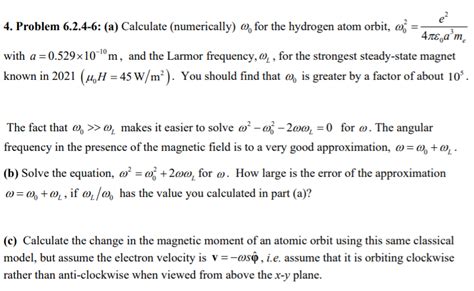 Solved E 4 Problem 624 6 A Calculate Numerically