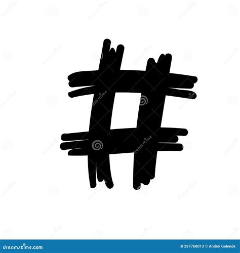 Symbol Hash Brush Stroke Font In Doodle Brush Hand Drawn Style Isolated On White Background For