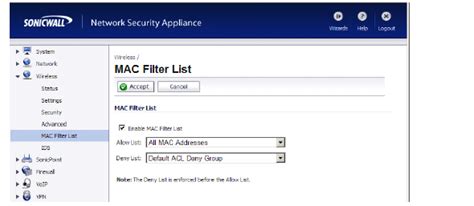 Wireless DWIT MAC Filter List