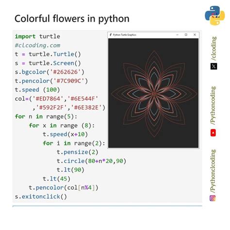Python Coding On Instagram Colorful Flowers In Python Coding