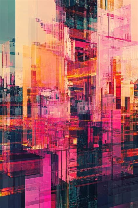 Abstract Digital Art With Vibrant Geometric Shapes And Bold Colors In A Modern Futuristic Style