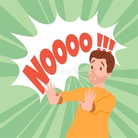 vector illustration of a man stretched out his hands and denies