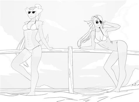 Undyne And Liska At The Beach 2 By Rsk23 Hentai Foundry