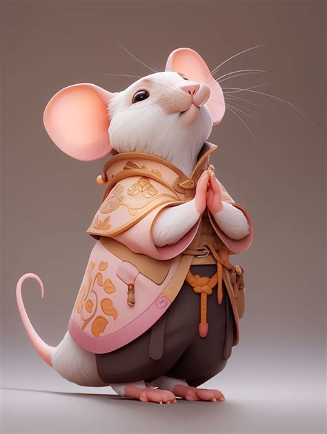 Cute Chibi Mouse In Pink And Brown Outfit