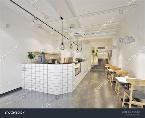 커피숍 레스토랑 인테리어의 3d 렌더링 스톡 일러스트 2453094265 Shutterstock