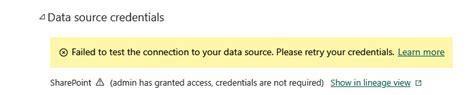solved the credentials provided for the sharepoint source microsoft fabric community