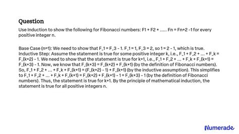 solved use induction to show the following for fibonacci numbers f1