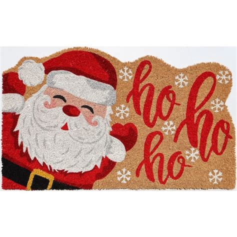 Imports Decor Vinyl Back Multi Colored Ho Ho Ho 30 In X 18 In Coir