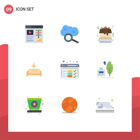 Group Of 9 Modern Flat Colors Set For Optimize Analysis Cake Home Furniture Editable Vector