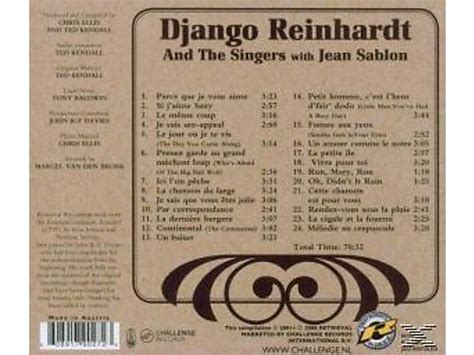 Django Reinhardt Django And The Singers With Jean Sablon Reinhardt 1933 1943 Cd Django