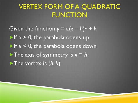 PPT Graphing Quadratic Functions Vertex Form PowerPoint Presentation ID