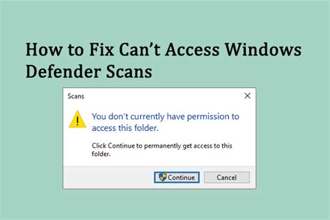 Fixed Unable To Access Windows Defender Scans In Windows
