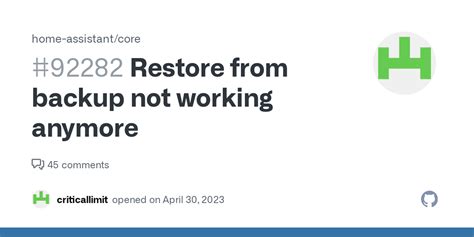 restore from backup not working anymore · issue 92282 · home assistant