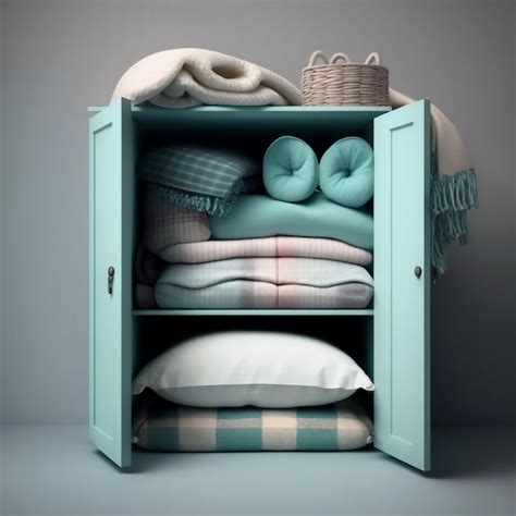 Premium Photo Neatly Folded Bed Linen In The Closet